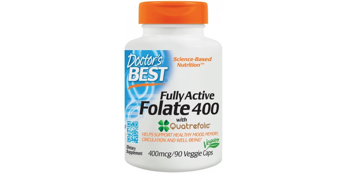 Doctor's Best Fully Active Folate 400 with Quatrefolic, 400mcg - 90 ...